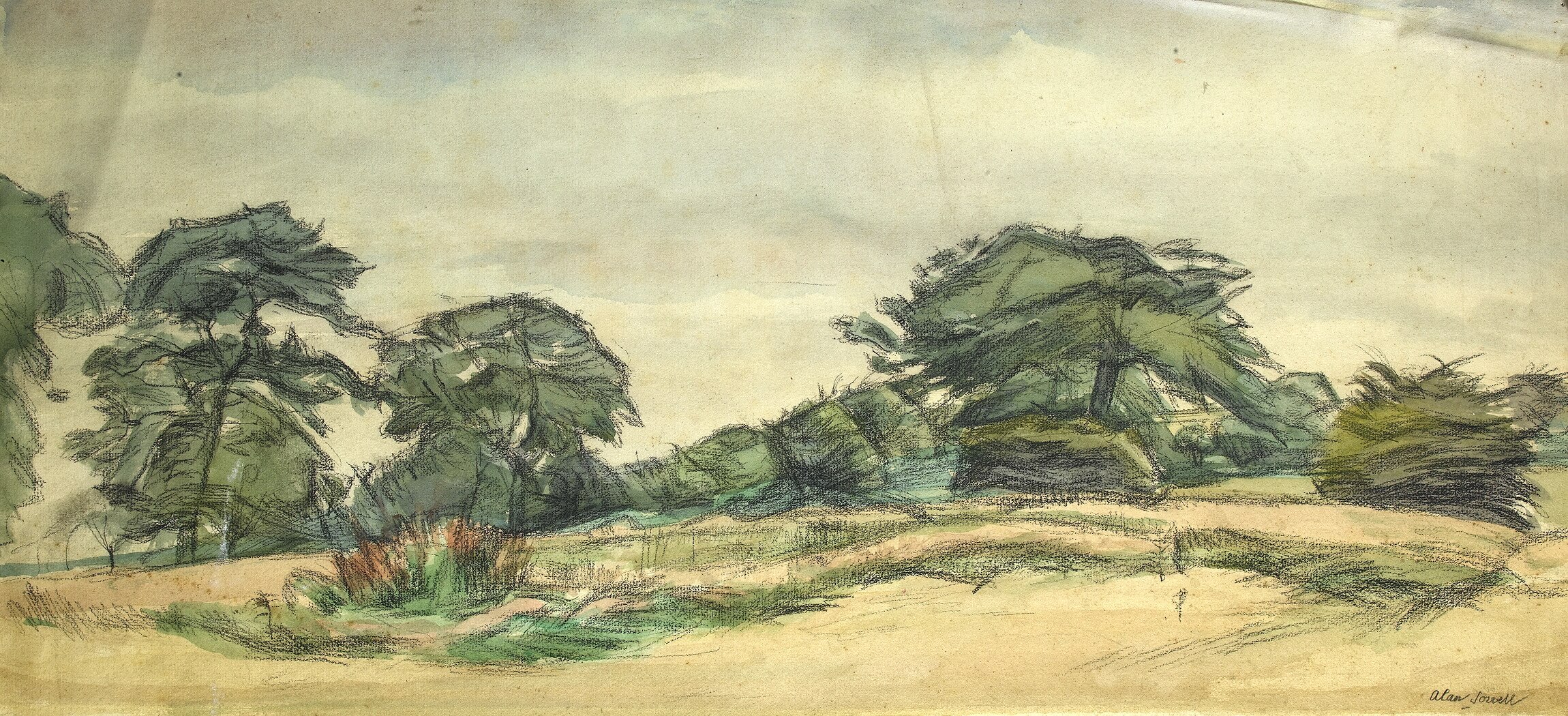 Landscape with trees and viaduct, circa 1930 - Modern British Art Gallery