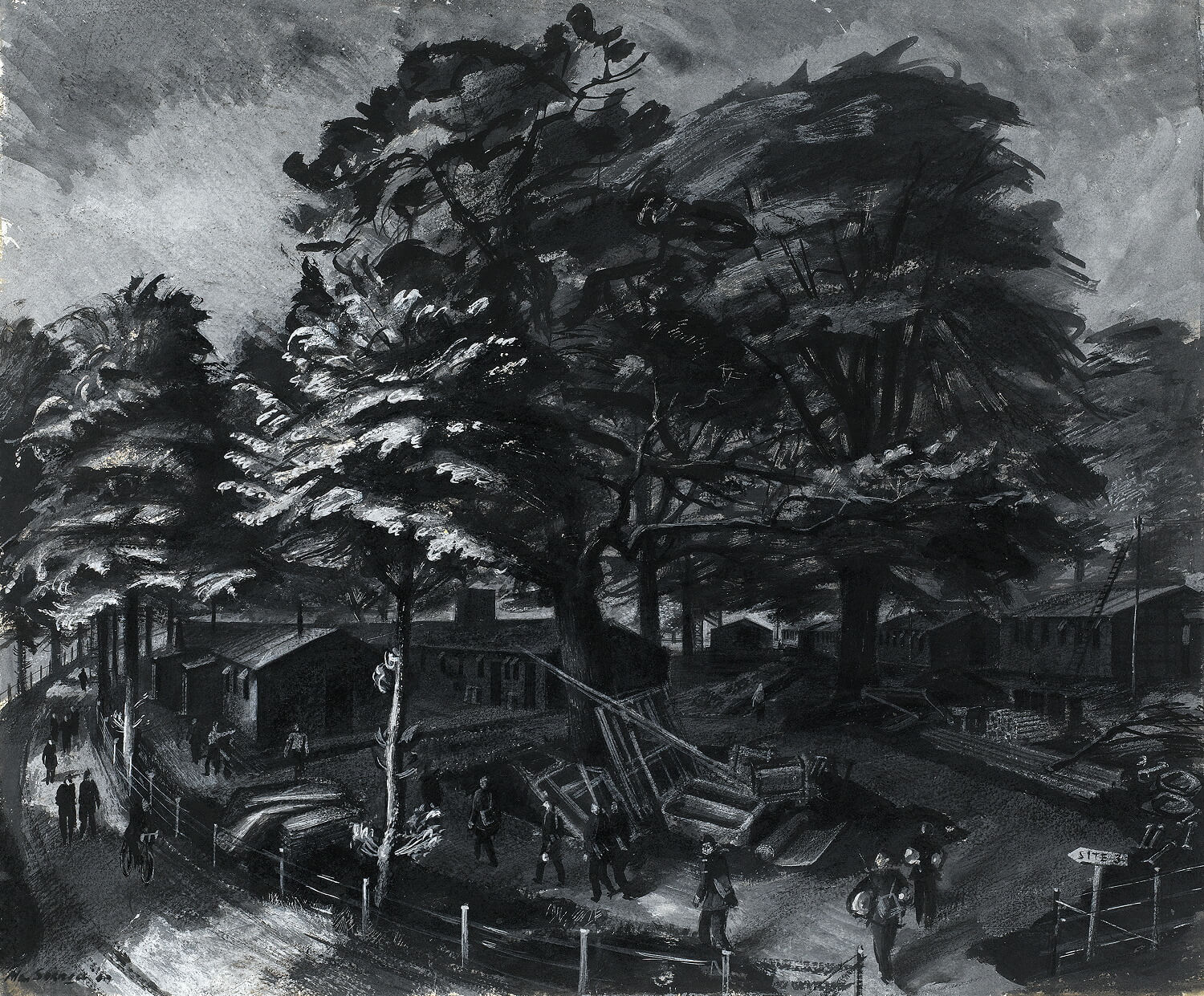 RAF Camp, signed and dated 1940, - Modern British Art Gallery