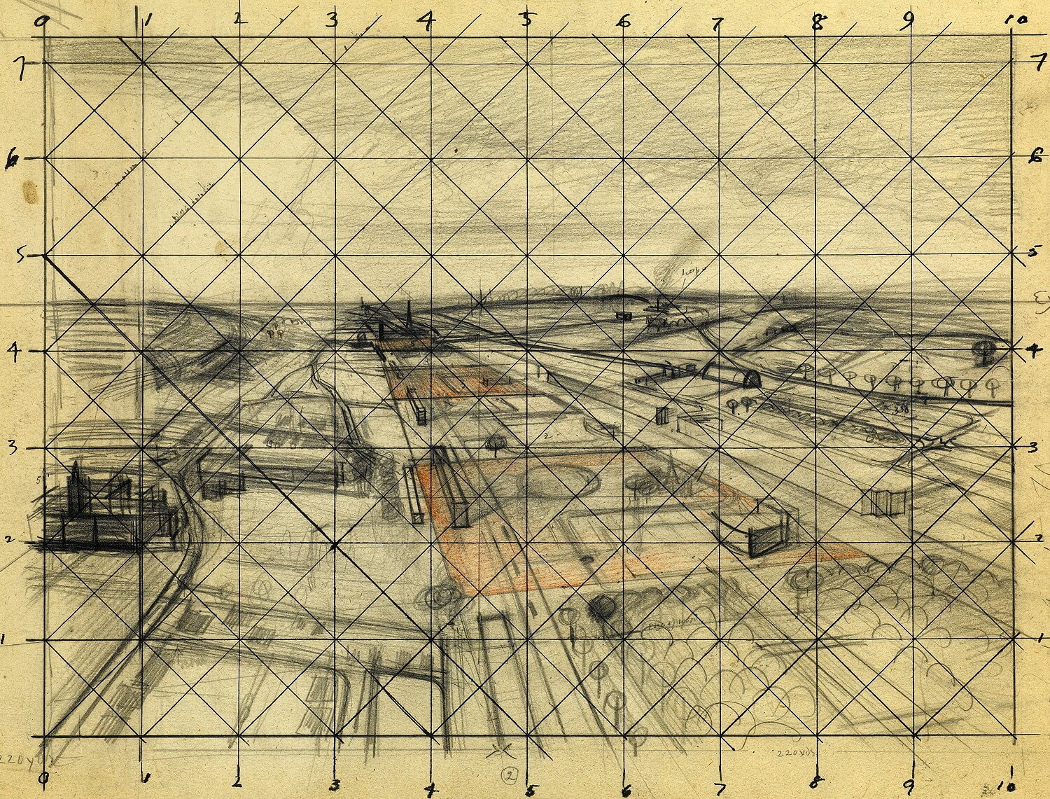 Sketch for An Aerial View of a Wartime Airfield, circa 1944 - Modern ...