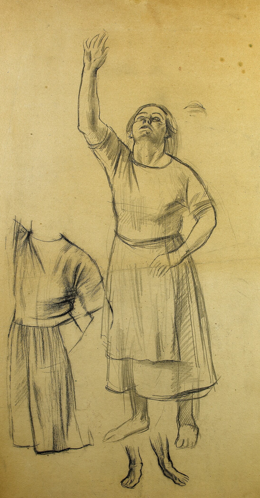 The artists wife picking apples, study for The Four Seasons, mural at ...