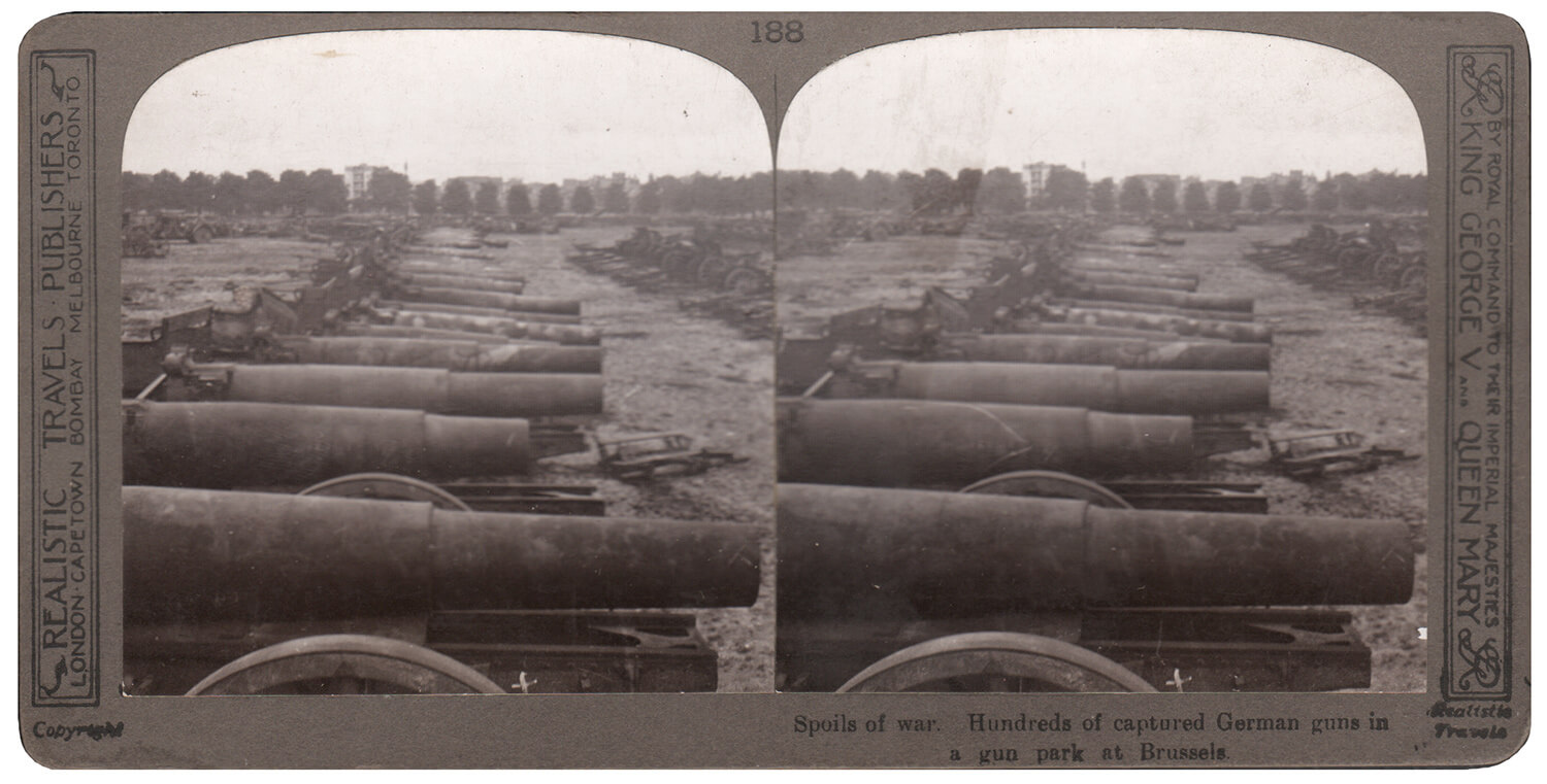 Stereoscopic print; Hundreds of captured German guns in a gun park at ...