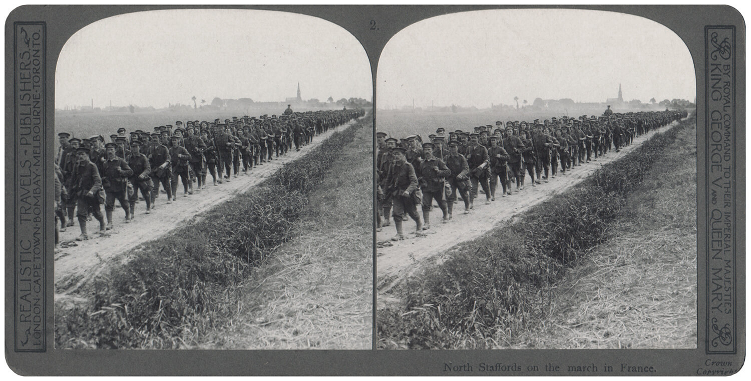 Stereoscopic print: North Staffords on the march in France. - Modern ...