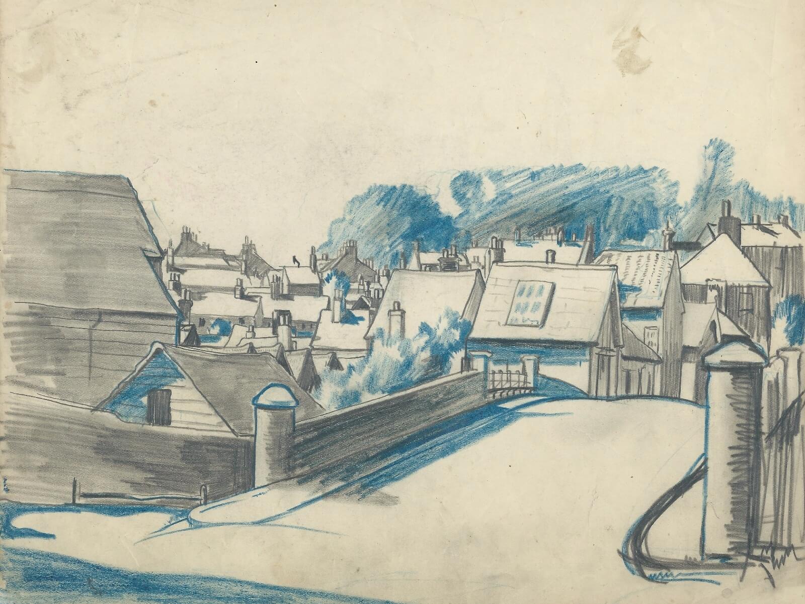 Rural French landscape with houses, circa 1920's - Modern British Art ...