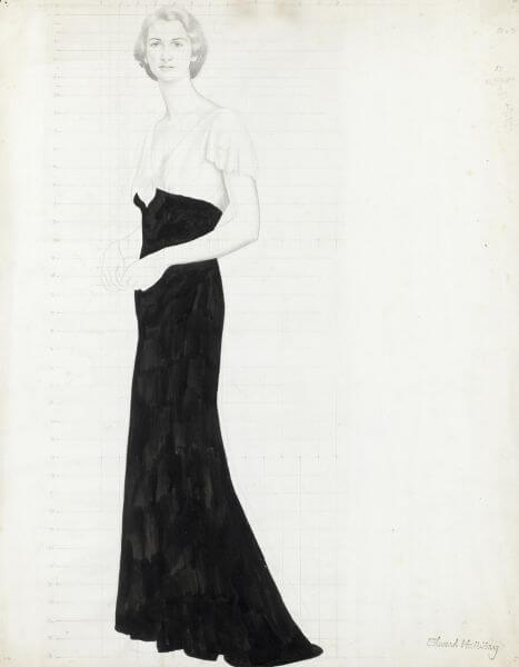 Full length portrait of a woman standing, three quarter view, black ...