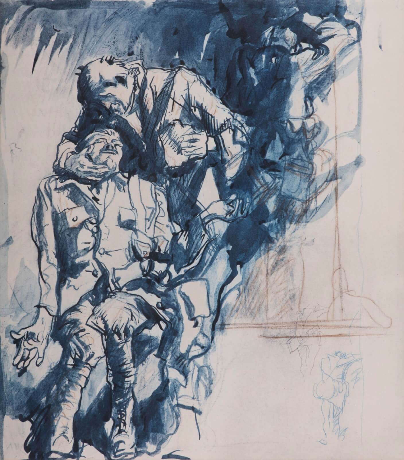 Two Wounded Soldiers (study for M1403), 1918-1921, ink drawing, 40 ...