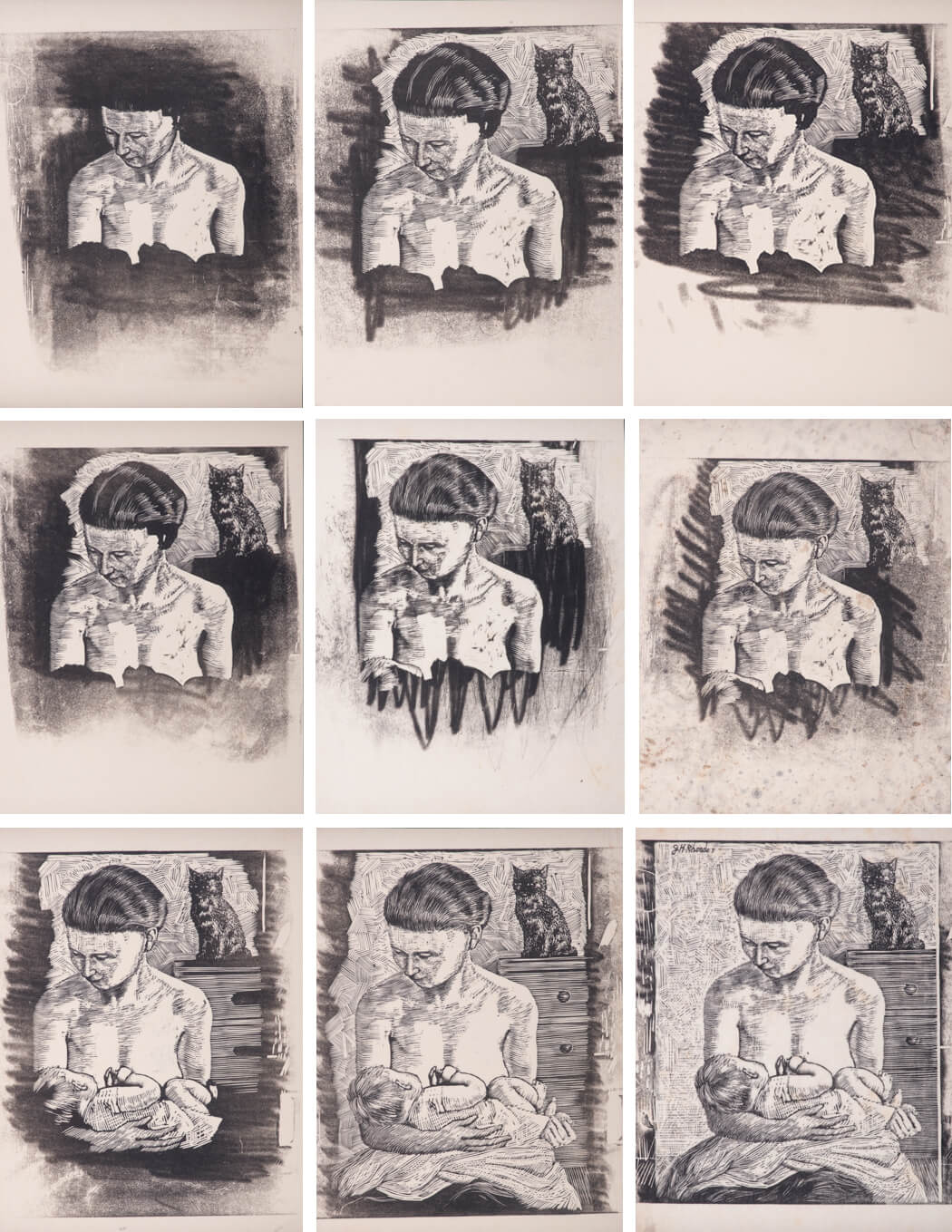 Nursing Mother C 1938 Set Of Nine Working Proofs Modern British Art Gallery 