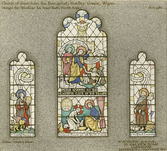 Peter and John at the beautiful gate; Church of St. John the Evangelist ...