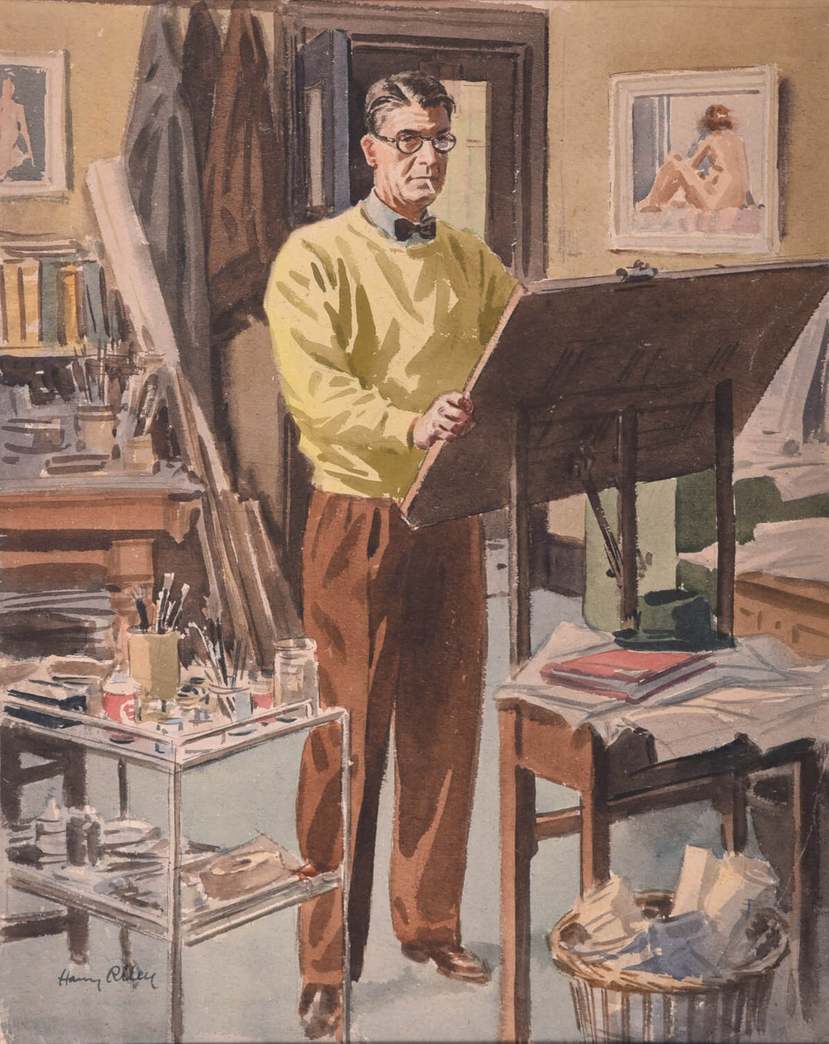 Harold Riley in His Studio, c.1950 - Modern British Art Gallery