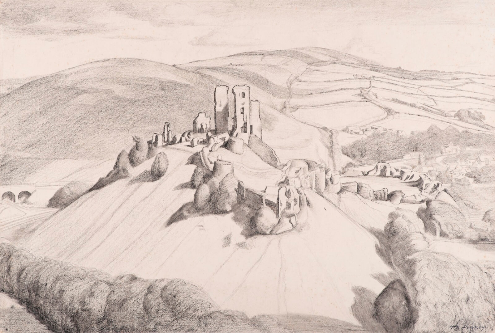 Corfe Castle looking South - Modern British Art Gallery