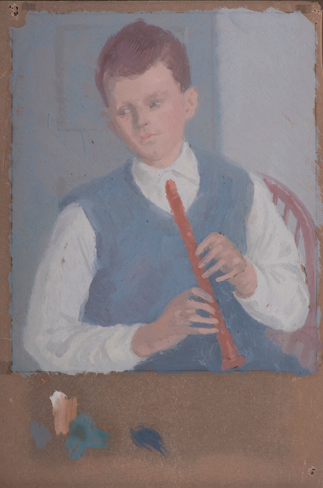 Young boy playing a recorder - Modern British Art Gallery