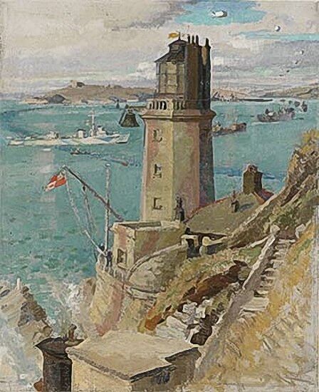 A British Naval Convoy at St Anthony's Lighthouse, Falmouth, circa 1942 ...
