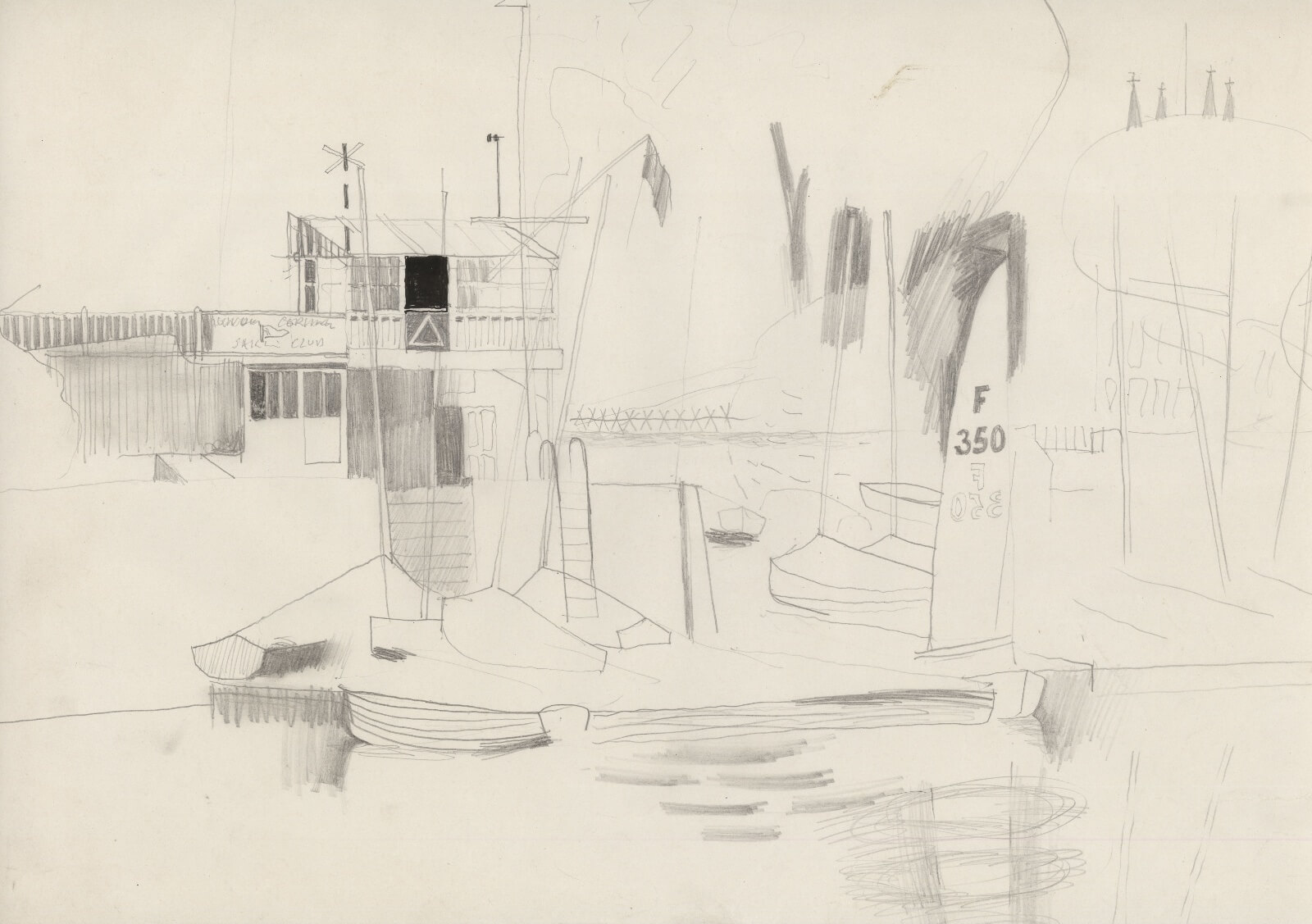 Yachts and boats outsdie Club House - Modern British Art Gallery