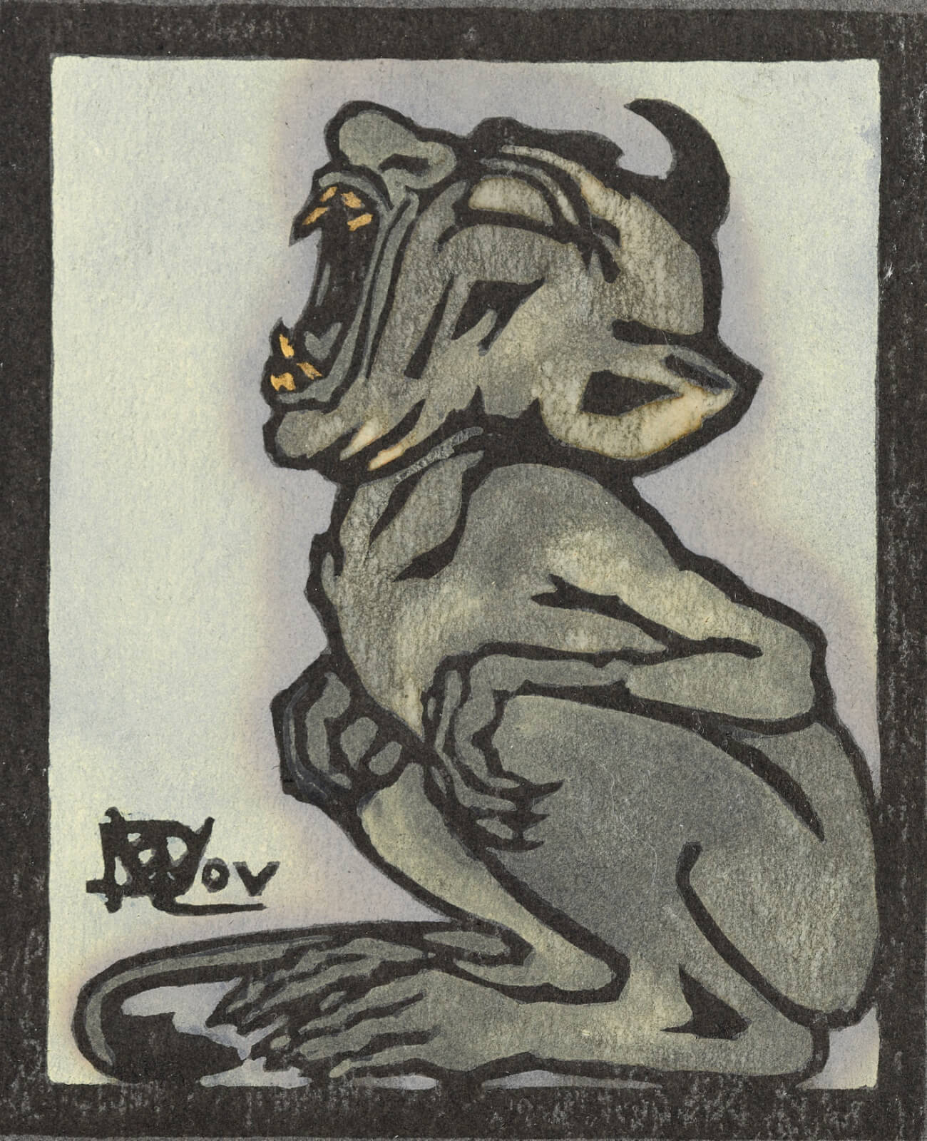 A Yawning Demon, (light yellow) from Devils in Diverse Shapes, circa ...