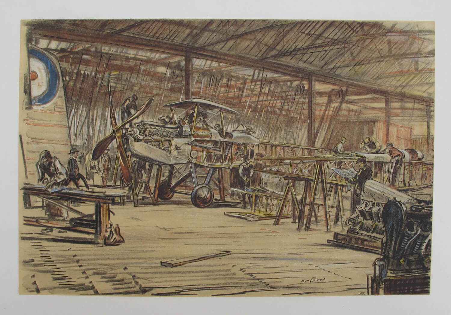 Erecting Aeroplanes - an RE8, 2-seater reconnaissance plane being built ...