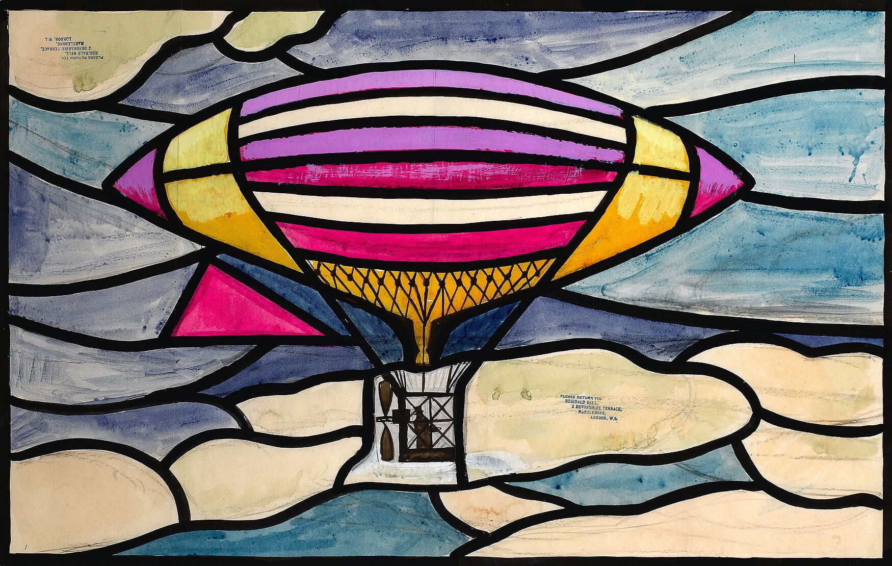 "Airship": design for a stained-glass window executed by Clayton and ...