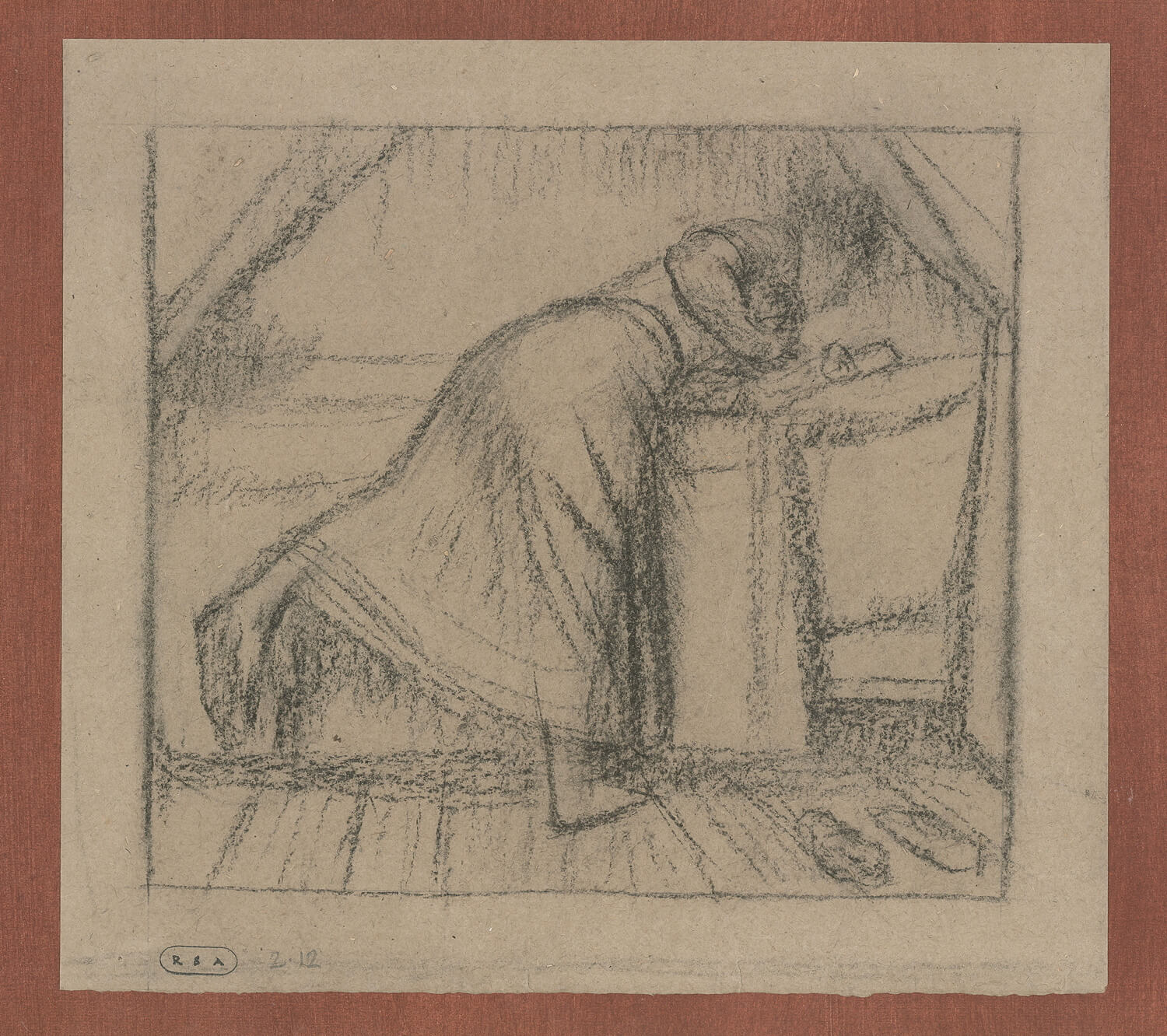 Mother leaning over cot, circa 1930 - Modern British Art Gallery