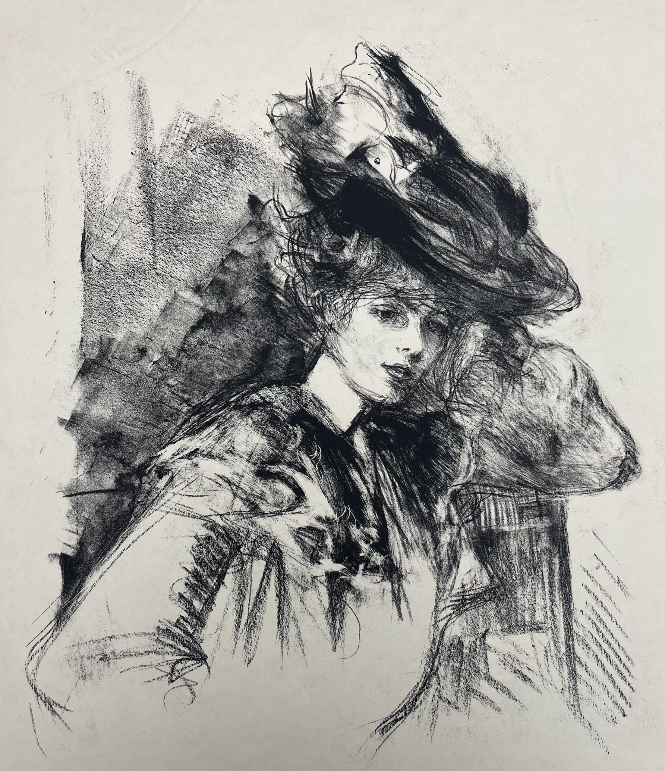 Portrait of a Lady wearing a hat - Modern British Art Gallery