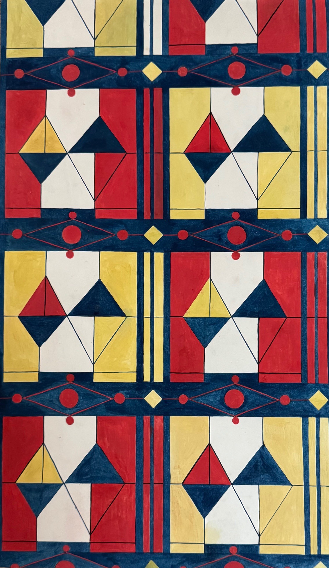 Red, Yellow and Indigo Grid - Modern British Art Gallery